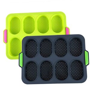 DOITOOL 3pcs 8 Roll Silicone Fondant Cooking Bakers Molding Nonstick Perforated Pan Non-stick Perforated Pan Loaf Baking Mould Muffin Tin Loaf Bake Sandwich Baking Tray Bread Non Stick