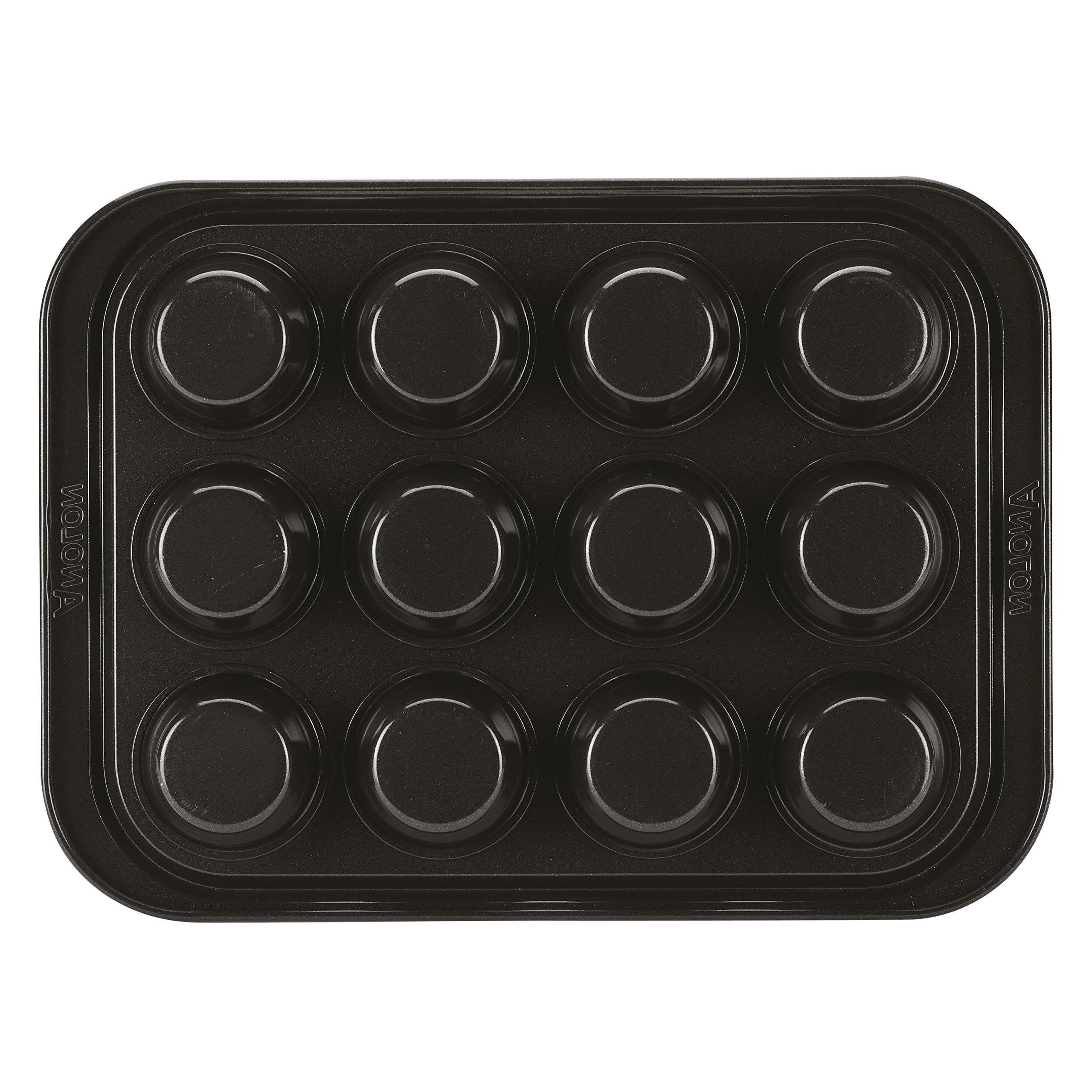 Anolon 12-Cup Steel Muffin Pan, Onyx/Umber