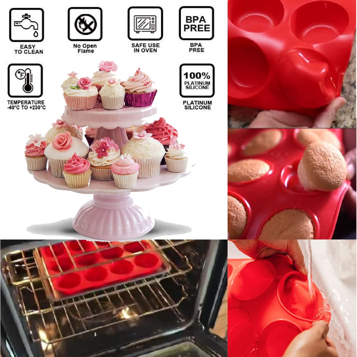 HLCM muffin pan, silicone muffin mold reusable, cupcake pans 12 regular size, perfect for muffins, cupcakes, cheesecakes, mini pancakes. (1PCS)