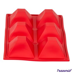 Tezzorio 6-Cavity Pyramid Silicone Baking Mold, BPA Free, Non-Stick Baking Molds/Cake Pans