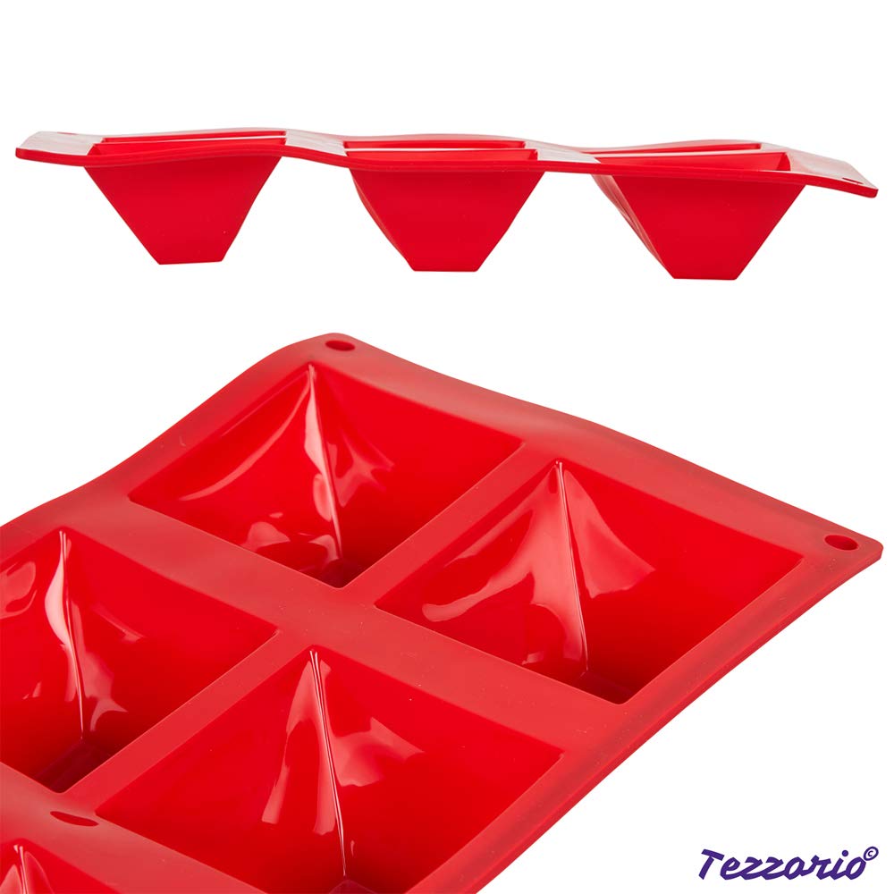 Tezzorio 6-Cavity Pyramid Silicone Baking Mold, BPA Free, Non-Stick Baking Molds/Cake Pans