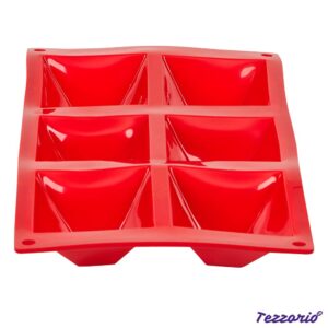 Tezzorio 6-Cavity Pyramid Silicone Baking Mold, BPA Free, Non-Stick Baking Molds/Cake Pans