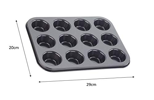 Tala Performance, 12 Cup Mini Bun Tin, Professional Gauge Carbon Steel with Whitford Eclipse Non-Stick Coating, Cupcake Pan and Tray