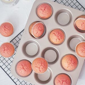 CHEFMADE 12-Cup Round Muffin and Cupcake Pan, Non-Stick Bakeware