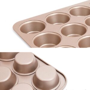 CHEFMADE 12-Cup Round Muffin and Cupcake Pan, Non-Stick Bakeware