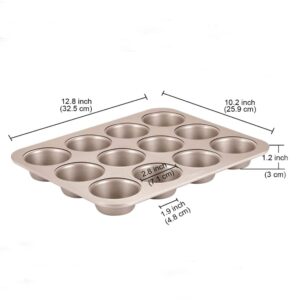 CHEFMADE 12-Cup Round Muffin and Cupcake Pan, Non-Stick Bakeware