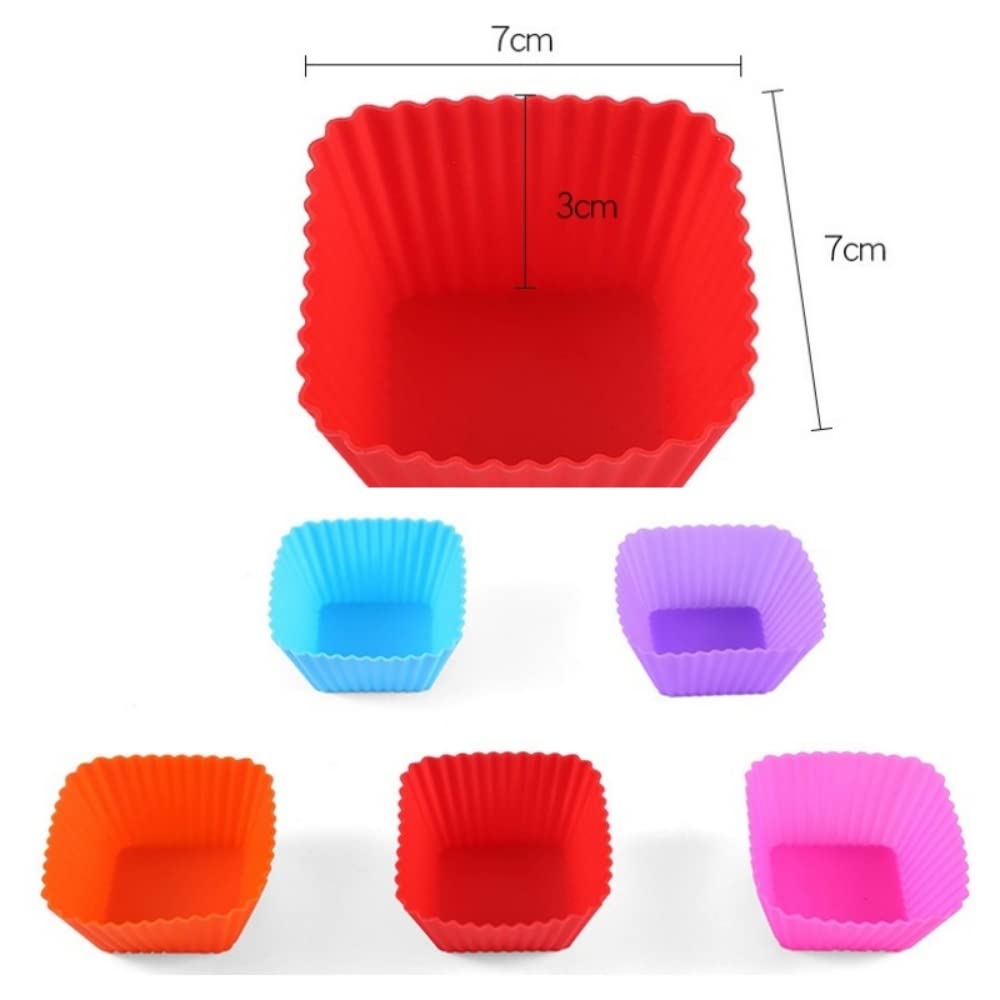 A-XINTONG Muffin Baking Cups Pack of 30 Reusable Square&Heart Shape Silicone Cupcake Molds 2.75x2.75x1.18 inch Mini Nonstick Cupcake Liners Truffle Chocolate Candy Molds Set DIY Cake Tools