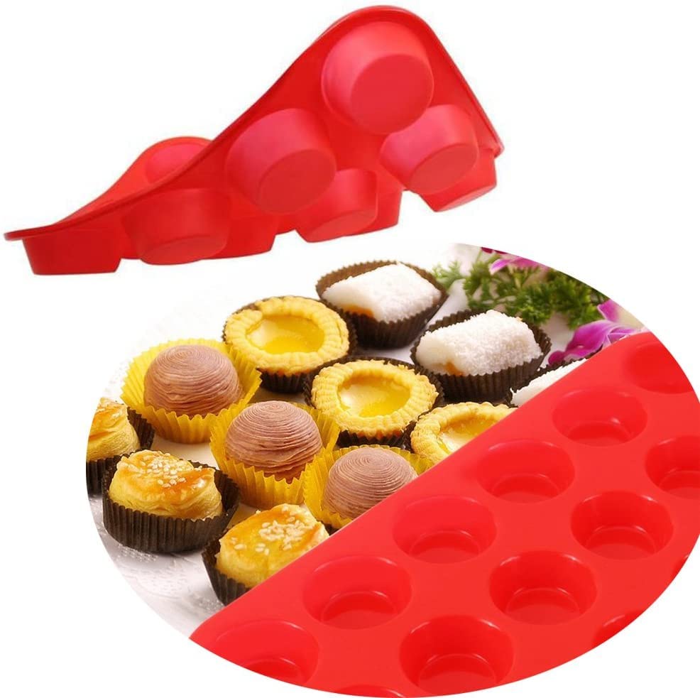 2 Set of Silicone Muffin Pan - Non Stick 12 Cups Food Grade Cupcake Pan, Great for Making Muffin Cakes, Tart, Bread -2 Pcs