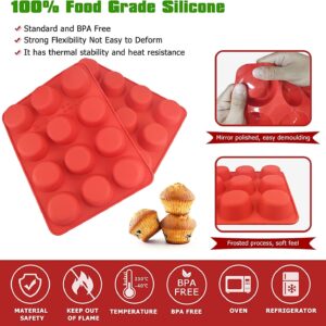 2 Set of Silicone Muffin Pan - Non Stick 12 Cups Food Grade Cupcake Pan, Great for Making Muffin Cakes, Tart, Bread -2 Pcs