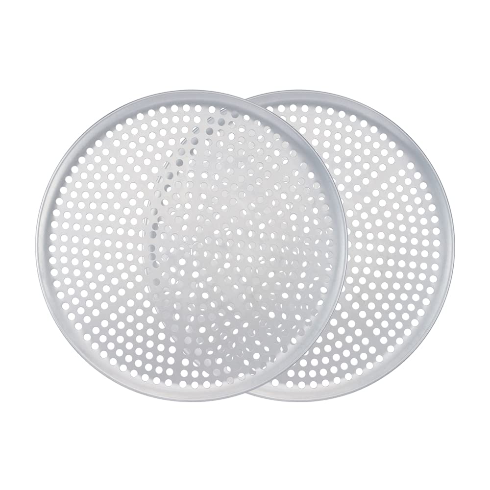 Norjac Pizza Pan with Holes, 12 Inch, 2 Pack, Restaurant-Grade, 100% Aluminum, Perforated Pizza Pan, Oven-Safe, Rust-Free.