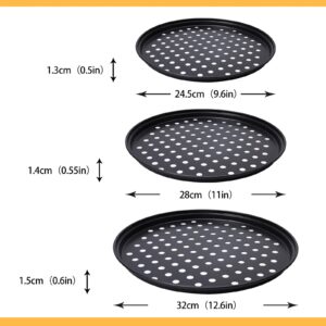 HomeMall 3 Pcs Pizza Crisper Trays, Pizza Pan with Holes for Oven, Non-Stick Perforated Pizza Baking Set for Home Restaurant Hotel Use, 9.6 Inch /11 Inch/12.6 Inch