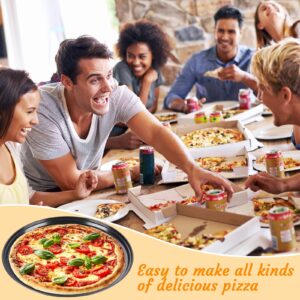 Meanplan 8 Pcs Non Stick Bakeware Pizza Pan Round Pizza Pan for Oven Carbon Steel Oven Pizza Tray Pie Pans Baking Pan for Home Restaurant Kitchen Baking Supplies, Black, 12 Inch (12 Inch)