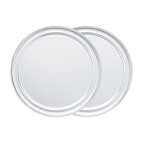 Norjac Wide-Rim Pizza Pan, 14 Inch, 2 Pack, Restaurant-Grade, 100% Solid Aluminum, Baking Pan, Oven-Safe, Rust-Free.