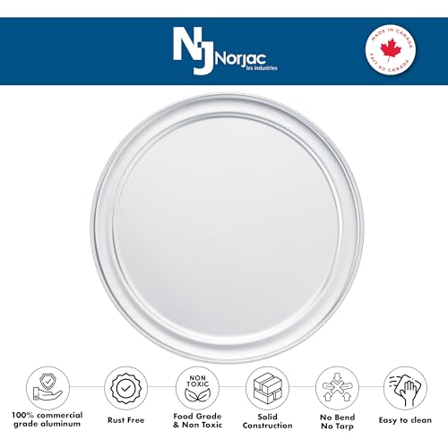 Norjac Wide-Rim Pizza Pan, 14 Inch, 2 Pack, Restaurant-Grade, 100% Solid Aluminum, Baking Pan, Oven-Safe, Rust-Free.