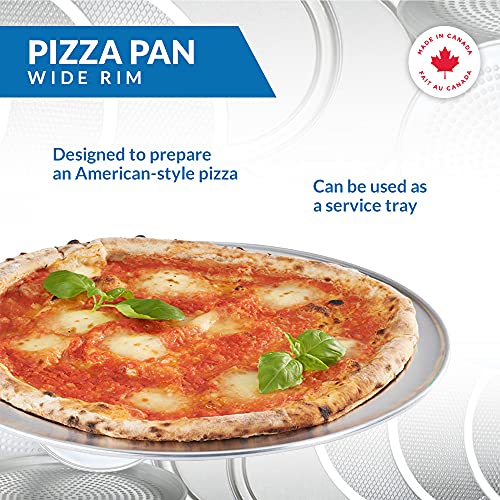 Norjac Wide-Rim Pizza Pan, 14 Inch, 2 Pack, Restaurant-Grade, 100% Solid Aluminum, Baking Pan, Oven-Safe, Rust-Free.