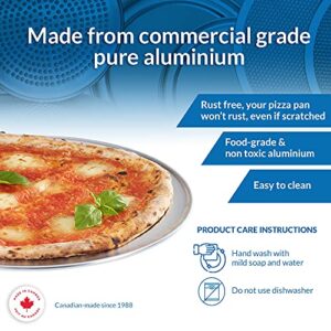 Norjac Wide-Rim Pizza Pan, 14 Inch, 2 Pack, Restaurant-Grade, 100% Solid Aluminum, Baking Pan, Oven-Safe, Rust-Free.