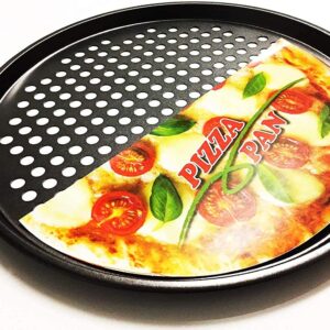 Pizza Pan with holes -Nonstick Carbon Steel Pizza Pan, Pizza pans，Pizza Tray Bakeware Perforated Round For Home Kitchen - PROFESSIONAL CLASS 32.5CM Diameter 12 3/4" INCHES with Fast Crisp Technology