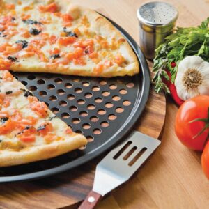 Fox Run Pizza Crisper Pan, Carbon Steel, Non-Stick,Black,14.5 x 14.5 x 0.25 inches