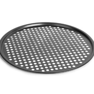 Fox Run Pizza Crisper Pan, Carbon Steel, Non-Stick,Black,14.5 x 14.5 x 0.25 inches