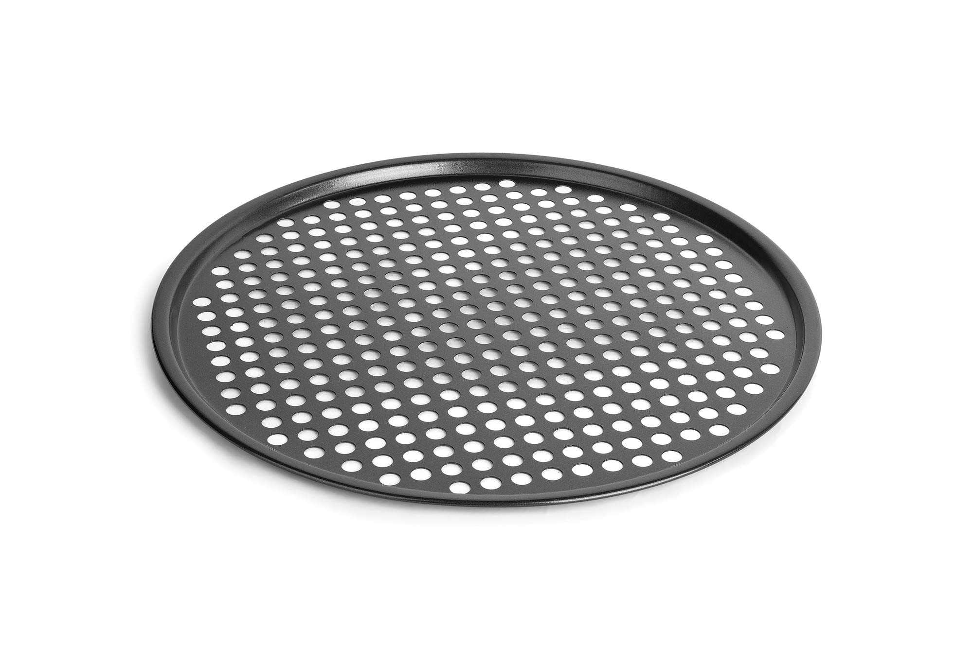 Fox Run Pizza Crisper Pan, Carbon Steel, Non-Stick,Black,14.5 x 14.5 x 0.25 inches