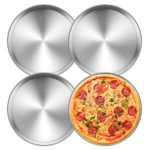 velaze pizza pan 12 inch,4 pack stainless steel pizza tray dishwasher and microwave safe,pizza container round bakeware for oven pure food-grade, sturdy and rust free