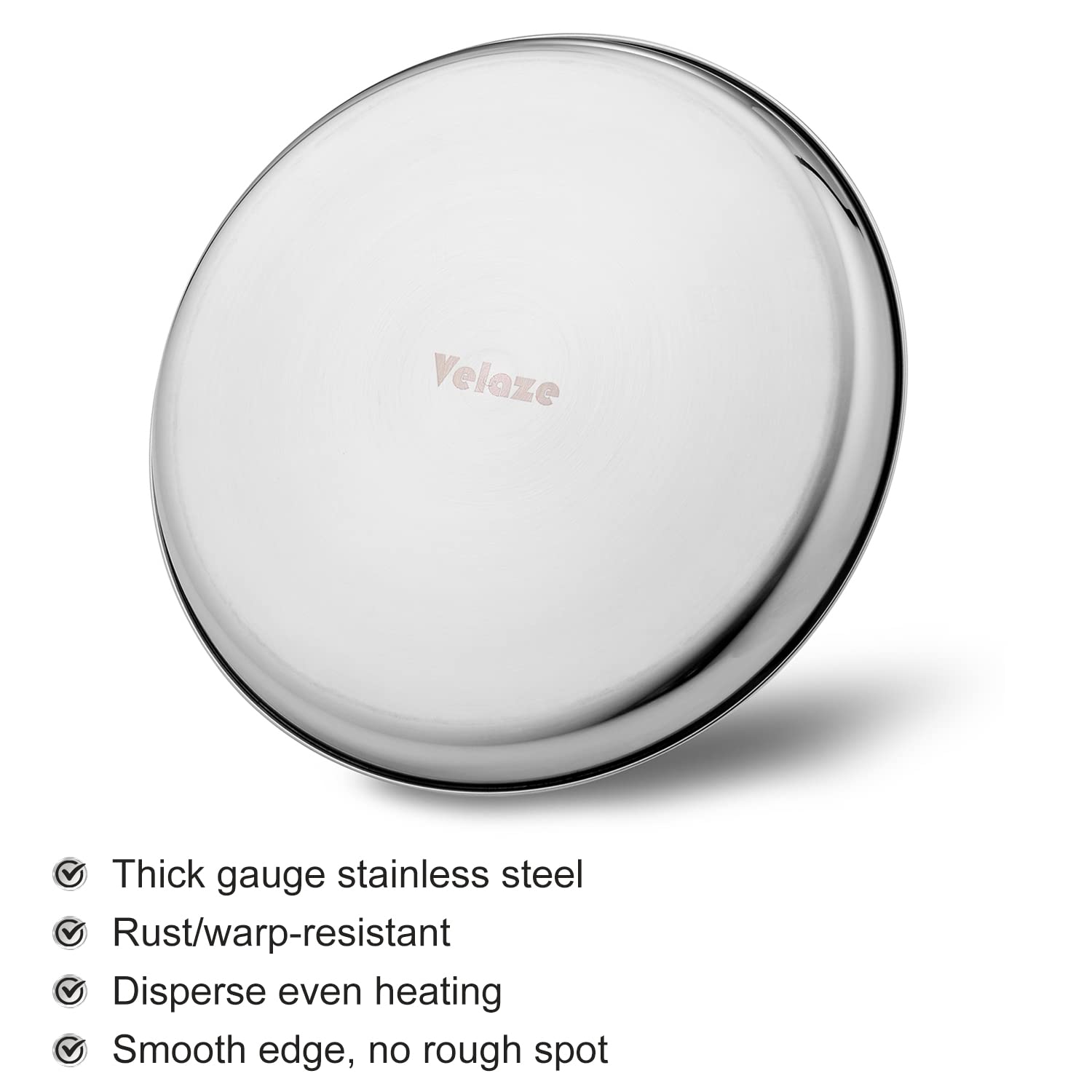 Velaze Pizza Pan 12 Inch,4 Pack Stainless Steel Pizza Tray Dishwasher and Microwave Safe,Pizza Container Round Bakeware for Oven Pure Food-Grade, Sturdy and Rust Free