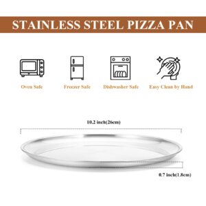 Deedro Pizza Baking Pan Pizza Sheet, 10 inch Stainless Steel Pizza Tray Round Pizza Oven Pan for Home Restaurant Pizzeria, Nontoxic & Heavy Duty, Easy Clean & Dishwasher Safe, Set of 4