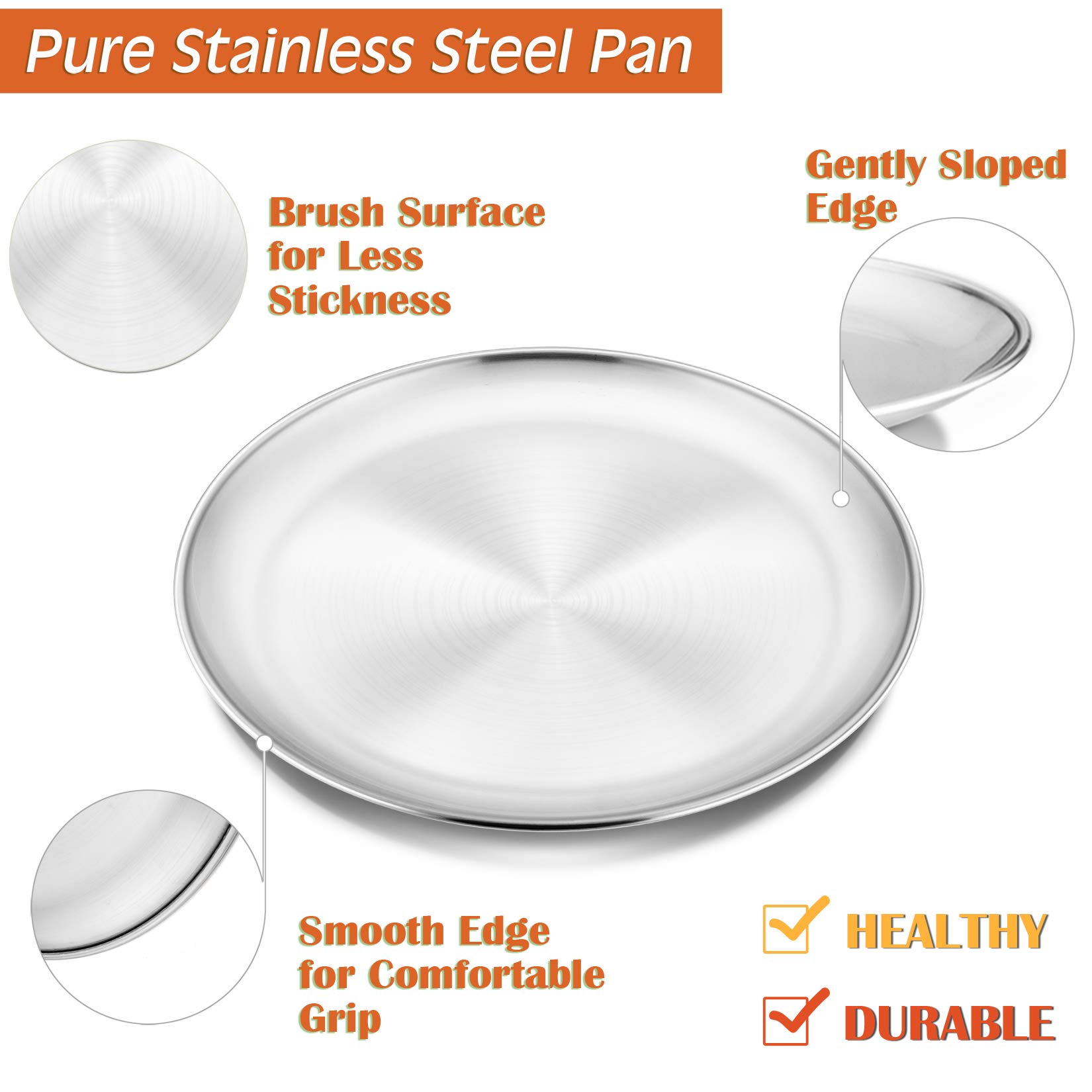 P&P CHEF 12 Inch Pizza Pan Set, 3 Pcs Stainless Steel Round Baking Pizza Pans Pizza Tray for Pizza, Pie, Cake, Cookie, Non-toxic & Healthy, Heavy Duty & Durable, Oven & Dishwasher Safe