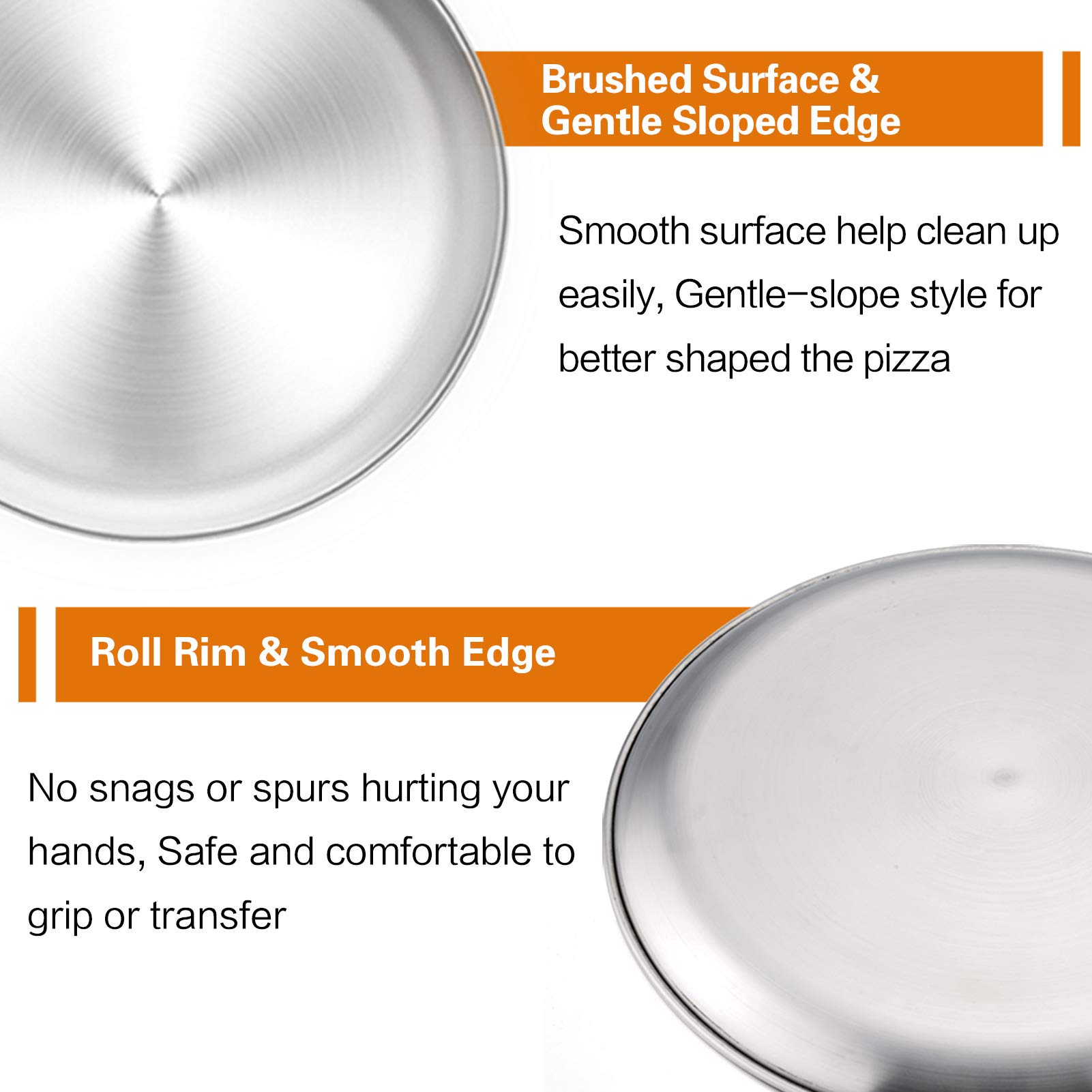 TeamFar Pizza Pan, 13.4 inch Stainless Steel Pizza Pan Set Large Pizza Oven Pans Tray for Baking Serving, Healthy & Heavy Duty, Oven & Dishwasher Safe - 2 Piece