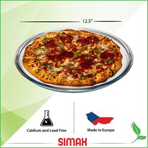 Simax Glass Pizza Pan for Oven, Borosilicate Glass Pizza Tray for Oven, 12.5 Inch Pizza Pans, Pizza Plates, Pizza Tray Oven Pan, Round Pizza Pans Baking Sheet, Non Stick Pizza Pan 12.5 Inch