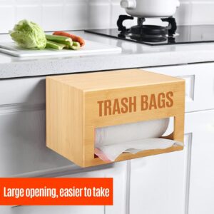 Libreshine Trash Bag Organizer for Kitchen, Garbage Bag Dispenser Roll Holder Under Sink, Bamboo Trash Bag Dispenser Wall Mount (Standard)