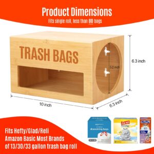 Libreshine Trash Bag Organizer for Kitchen, Garbage Bag Dispenser Roll Holder Under Sink, Bamboo Trash Bag Dispenser Wall Mount (Standard)