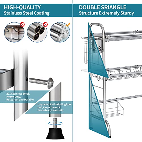 Over The Sink Dish Drying Rack, HOWDIA 2-Tier Stainless Steel Large Over The Sink Dish Rack with Utensil Holder Dish Drainers for Kitchen Counter