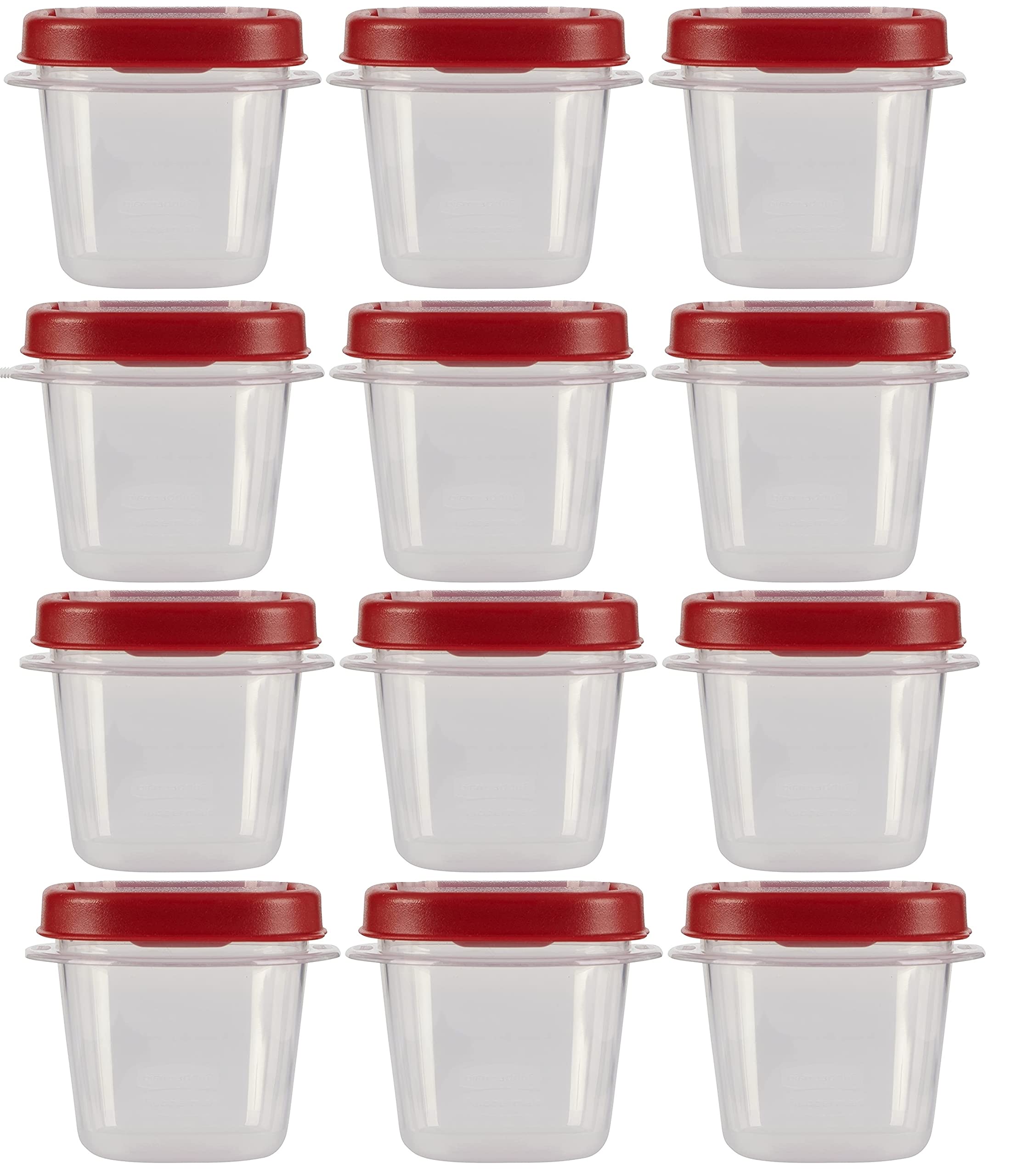 Rubbermaid Easy Find Lids Food Storage Containers, 0.5 Cup, Clear With Red Lids 12 Pack (12 Cups)