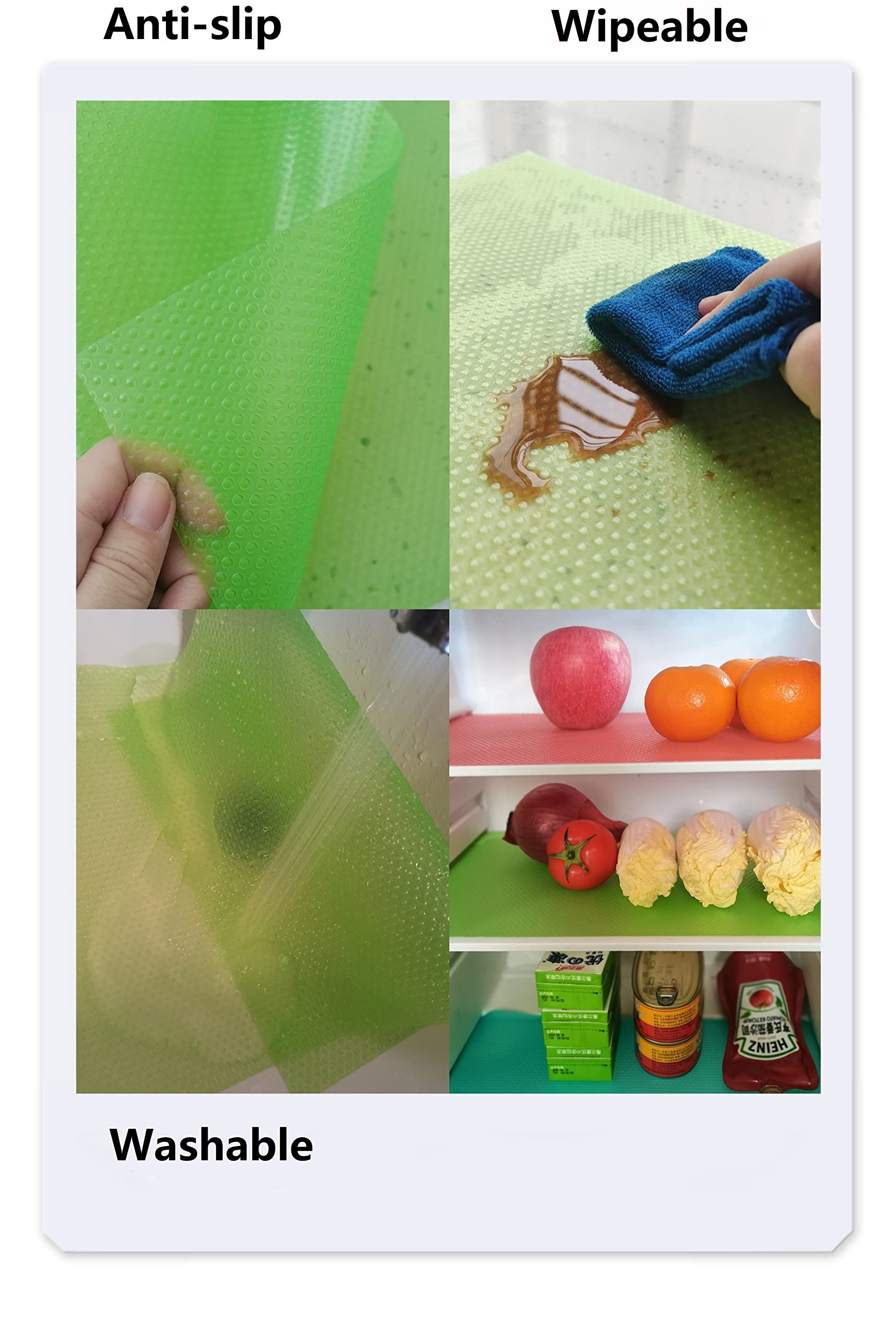 6 Pcs Refrigerator/Shelf Liner Refrigerator mats Cabinet Liner Shelf Liners for Kitchen cabinets Refrigerator Shelf Liners for Glass Shelves Plastic Shelf/Drawer Liner