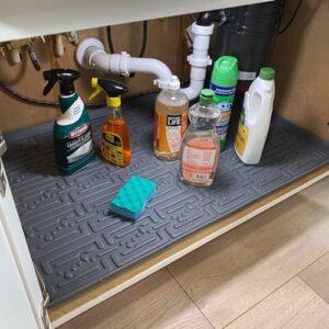 Xtreme Mats - Waterproof Under Sink Mat Shelf Liner Cabinet Liner for Kitchen & Laundry Cabinets (Gray 34" 1/4 x 22 1/4) Kitchen Cabinet Shelf Protector Flexible Under Kitchen Sink Drip Tray Liner