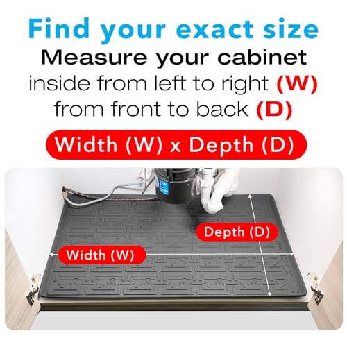 Xtreme Mats - Waterproof Under Sink Mat Shelf Liner Cabinet Liner for Kitchen & Laundry Cabinets (Gray 34" 1/4 x 22 1/4) Kitchen Cabinet Shelf Protector Flexible Under Kitchen Sink Drip Tray Liner