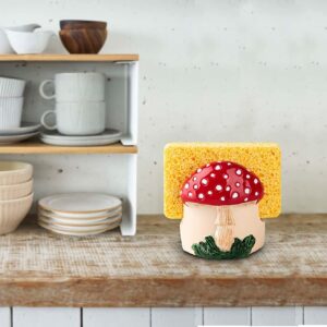 dgudgu Mushroom Kitchen Sponge Holder Resin Sponge Dish Red Sponge Holder for Kitchen Sink Caddy Decor for Kitchen Kitchen Sink Accessories Sponge Holder