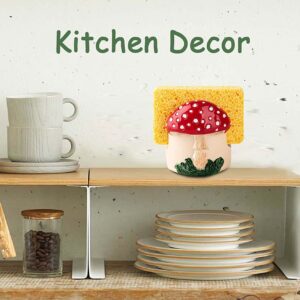 dgudgu Mushroom Kitchen Sponge Holder Resin Sponge Dish Red Sponge Holder for Kitchen Sink Caddy Decor for Kitchen Kitchen Sink Accessories Sponge Holder