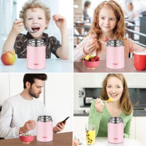 Avovy Thermos for Hot Food - 22 Oz Insulated Food Jar, Insulated Lunch Container with Bowl, Foldable Spoon& Fork, Powerful Insulated Food Thermos for School Office Camping Travel (Pink)