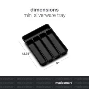 Madesmart Premium Antimicrobial Classic Mini Silverware Tray, Soft Grip, Non-Slip Kitchen Drawer Organizer, 5 Compartments, Multi-Purpose Home