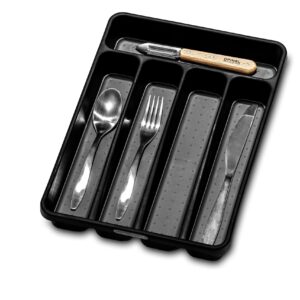 Madesmart Premium Antimicrobial Classic Mini Silverware Tray, Soft Grip, Non-Slip Kitchen Drawer Organizer, 5 Compartments, Multi-Purpose Home