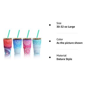 Patelai 4 Pieces Reusable Coffee Sleeve Cup Insulator for Cold Drinks Beverages and Holder for Most Coffee