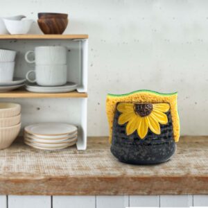 GABROC Sunflower Sponge Holder for Kitchen Sink Kitchen Dish Sponge Holder Ceramic Kitchen Sink Sponge Holder Yellow Sink Caddy Kitchen Sink Organizer Decor for Kitchen