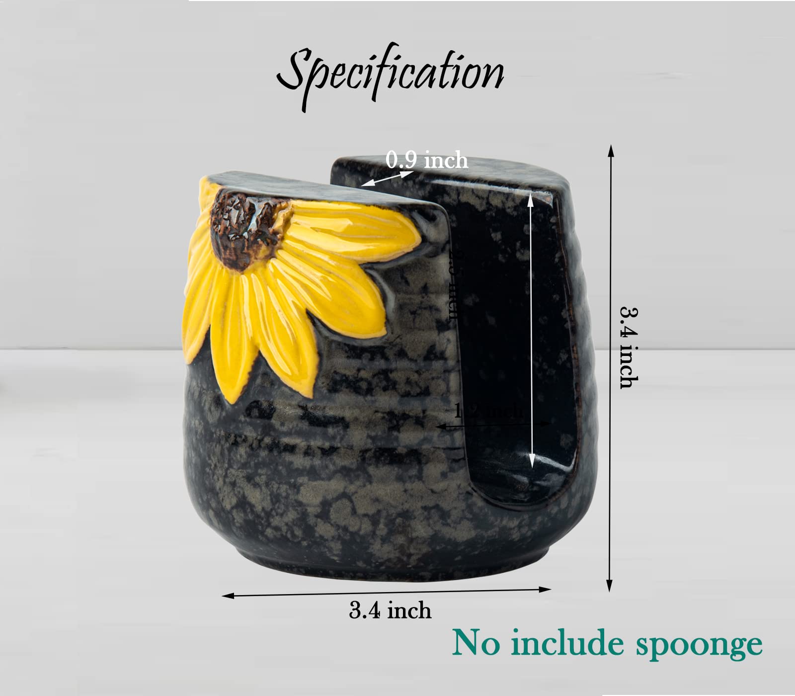 GABROC Sunflower Sponge Holder for Kitchen Sink Kitchen Dish Sponge Holder Ceramic Kitchen Sink Sponge Holder Yellow Sink Caddy Kitchen Sink Organizer Decor for Kitchen