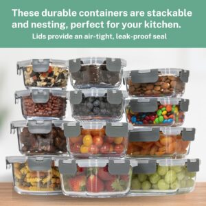 Glass Food Storage Containers with Lids - Hinged Locking Lids - 100% Leak Proof Glass Meal-Prep Containers Great for Lunch