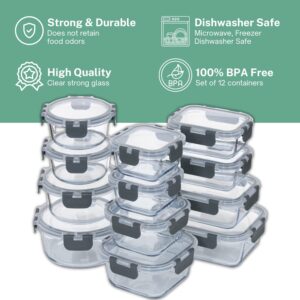 Glass Food Storage Containers with Lids - Hinged Locking Lids - 100% Leak Proof Glass Meal-Prep Containers Great for Lunch