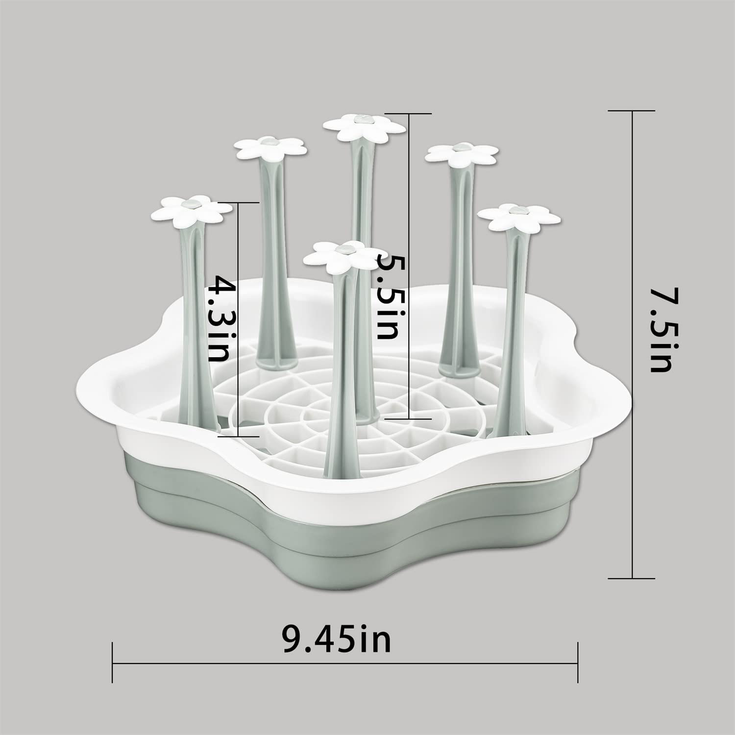 L-WASH Countertop Drying Rack - Ideal for Insulated Water Bottles, Drinking Glasses, Sports Bottles, Tumblers, Mugs