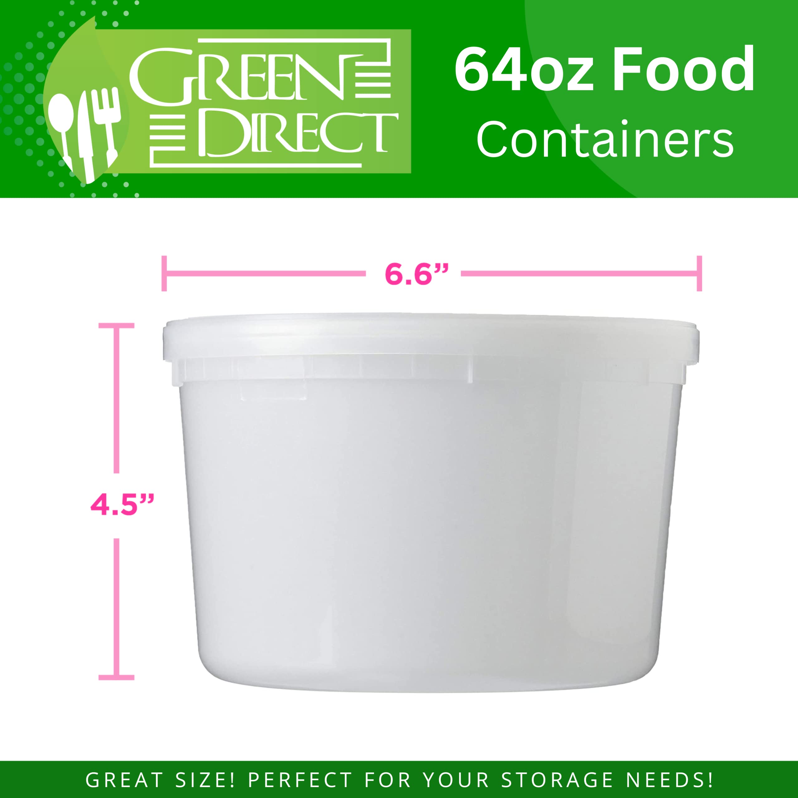 Green Direct 64 oz. Food Storage Containers with Lids Microwave Safe Pack of 8