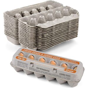 jumbo egg cartons holds 12 eggs printed natural pulp - 1 dozen large - strong sturdy material perfect for storing extra eggs - by mt products (15 cartons) - made in the usa